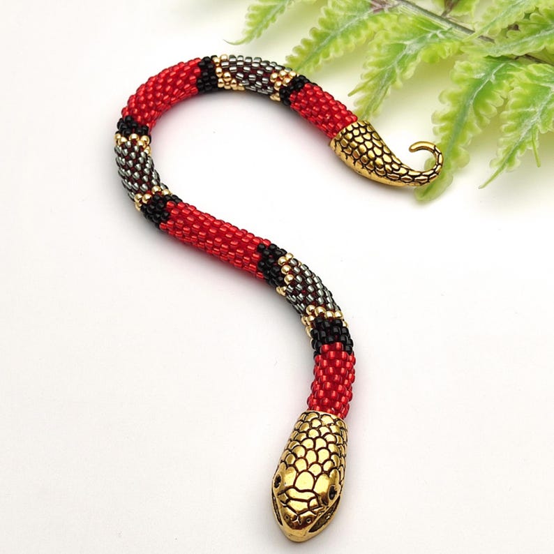Beaded Snake Bracelet – Crochet Reptile Jewelry, Snake Lover Gift - Etsy