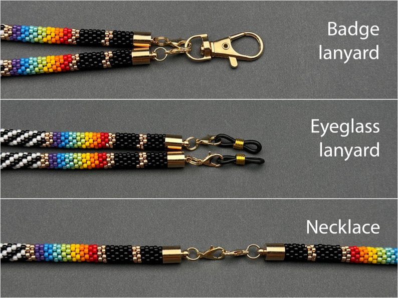Rainbow Seed Bead Teacher Lanyard, Ethnic Style Badge Holder - Etsy