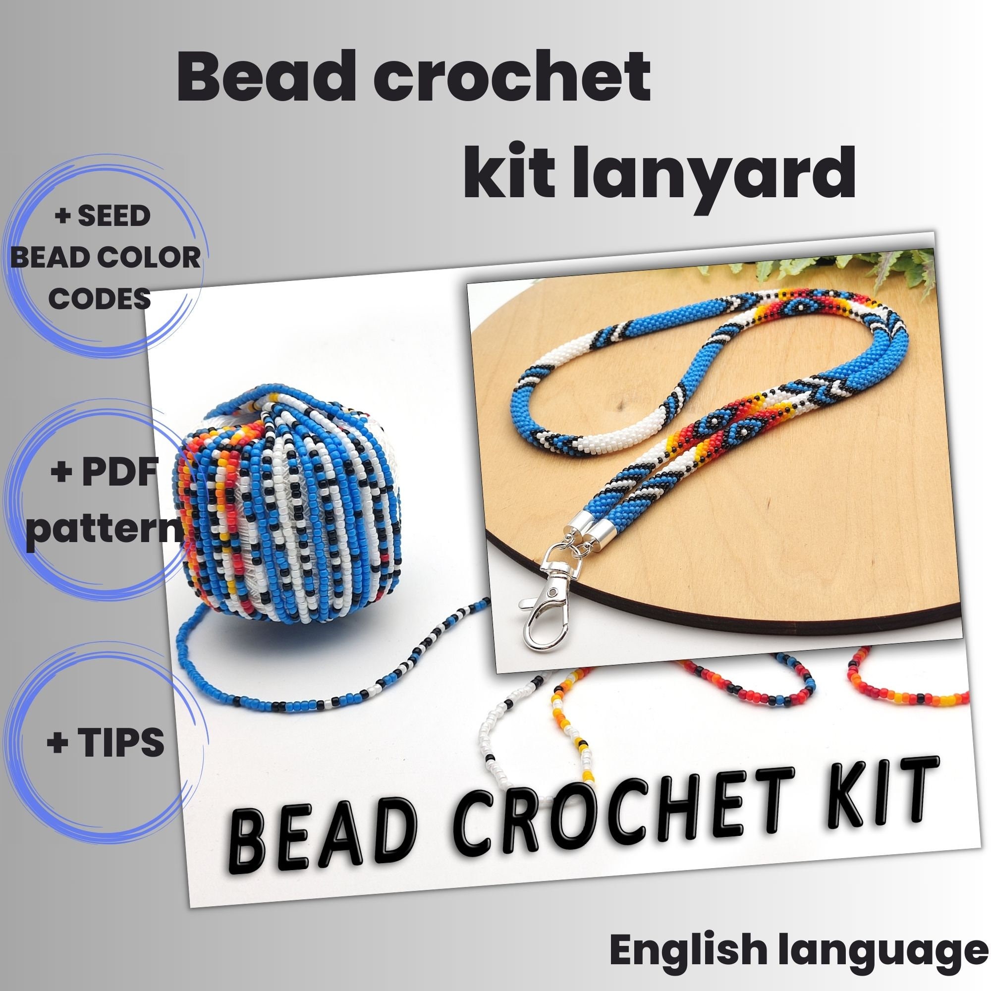 Beaded Lanyard Kit, Bead Crochet Lanyard DIY Kit, Jewelry Making Kit ...