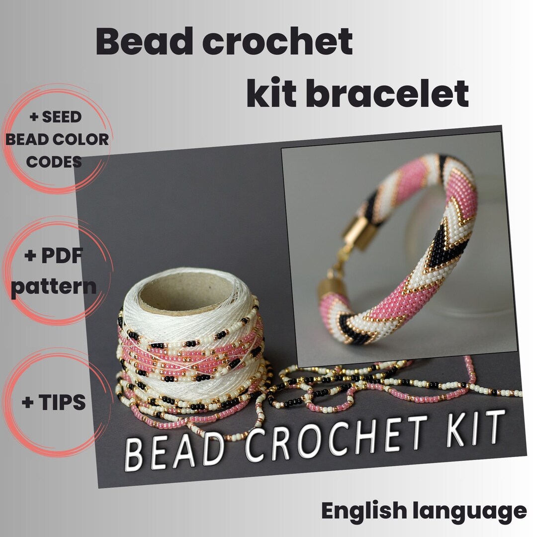 Pink Beaded Crochet Bracelet DIY Kit, Toho Seed Beads, Jewelry Making ...