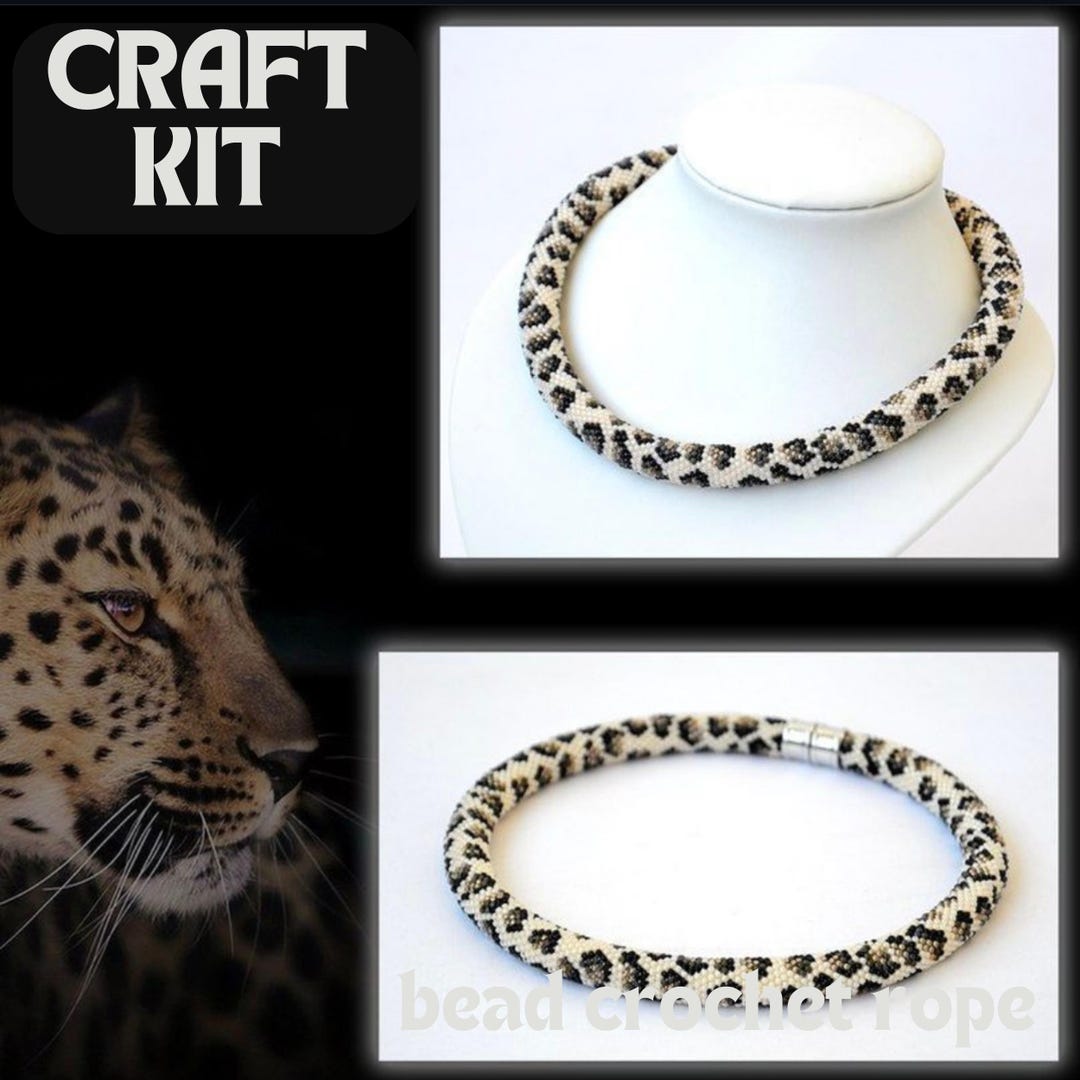 Leopard Print Crochet Necklace Kit: DIY Jewelry Making - Etsy