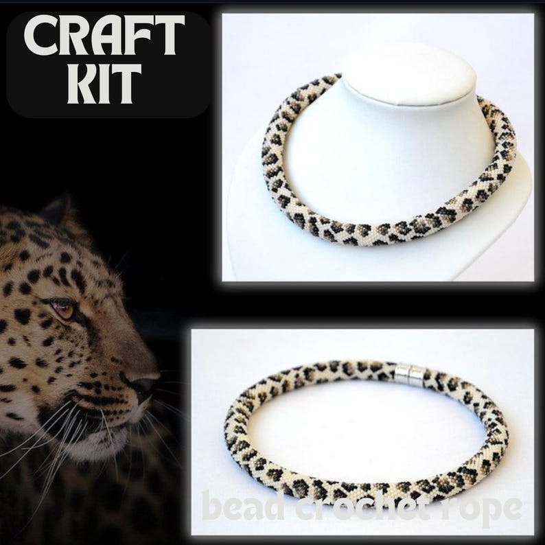Leopard Print Crochet Necklace Kit: DIY Jewelry Making - Etsy
