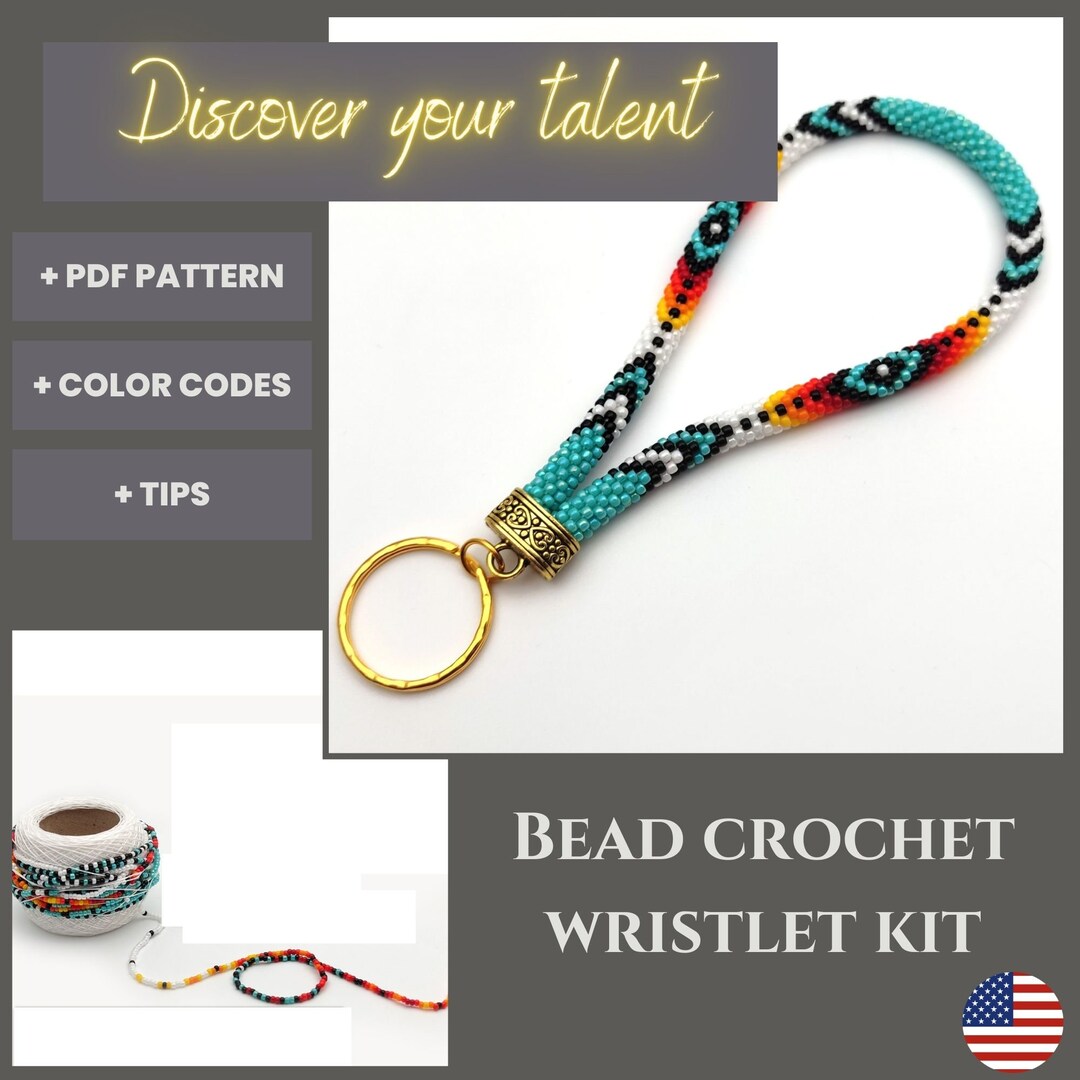 Bead Crochet Wristlet Keychain DIY Kit (PDF Pattern) - Etsy