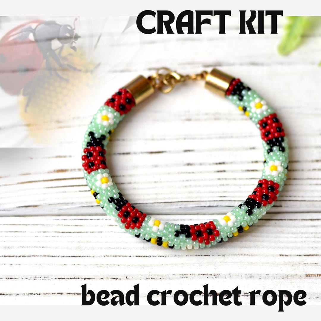 Bead Crochet Rope Bracelet Craft Kit With Ladybug Pattern, DIY Jewelry ...