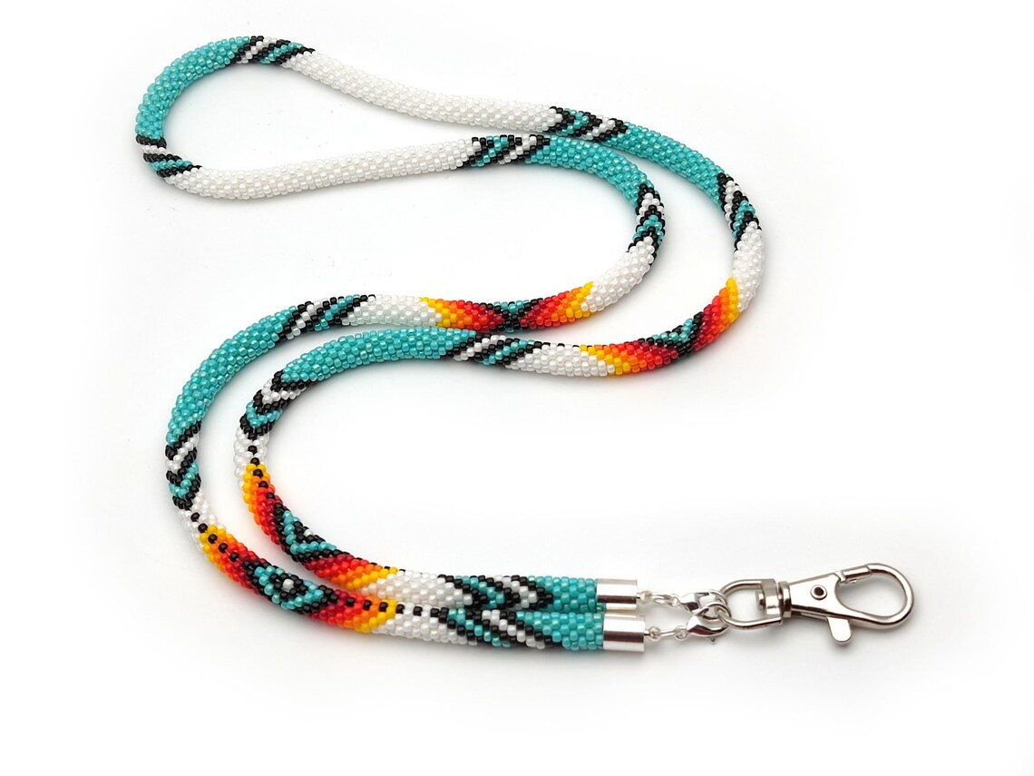 Women Beaded Lanyard Kit, DIY Kit Teacher Lanyard, Bead Crochet Lanyard ...