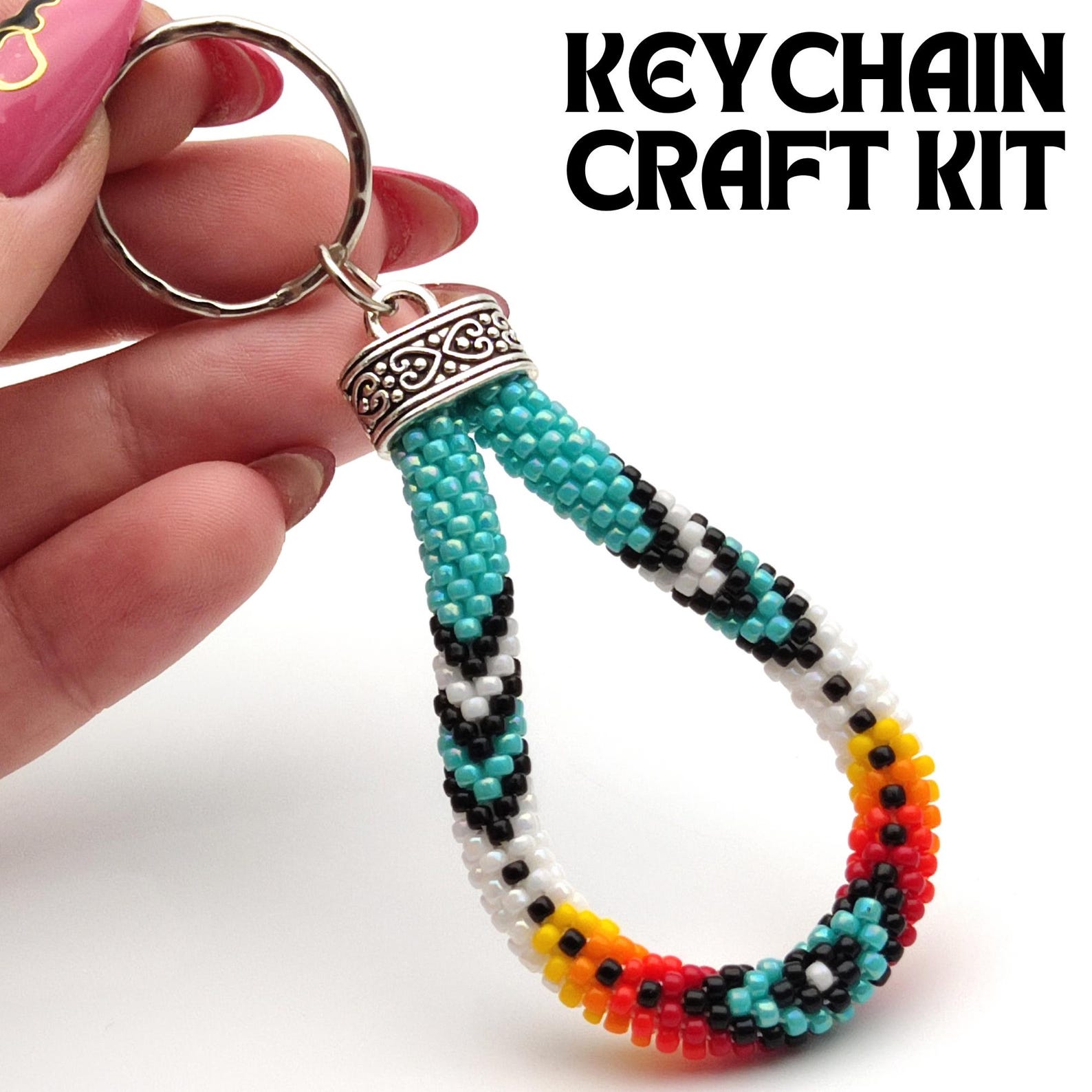 Keychain Making Kit - Seed Bead Craft, Crochet With Beads, Create Your ...