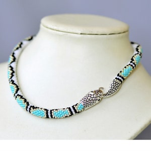 Turquoise Bead Python Choker, Serpent Choker, Python Skin Necklace ...