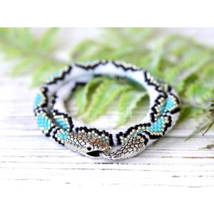 Turquoise Bead Python Choker, Serpent Choker, Python Skin Necklace ...