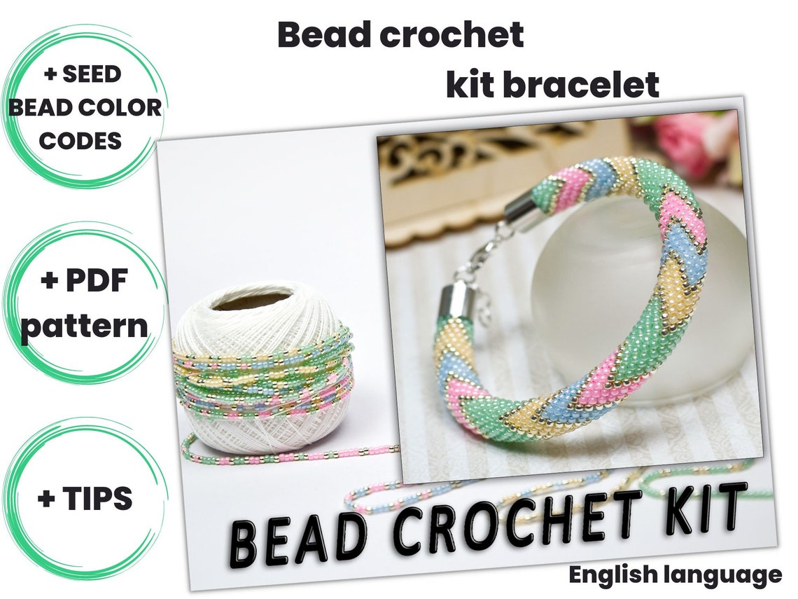 Bead Crochet Kit Colorful Bracelet, DIY Bracelet Kit, Craft Kit for ...