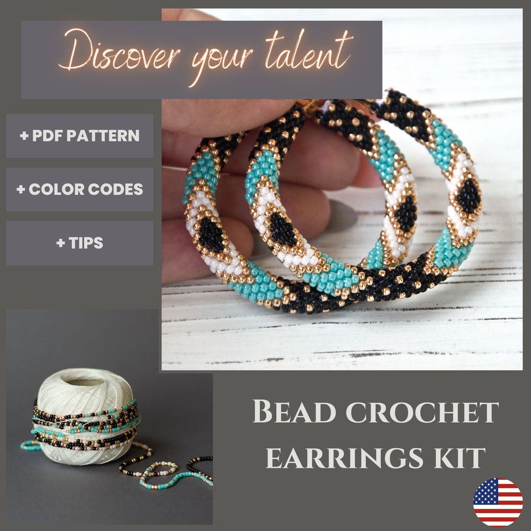 Bead Kit Turquoise Hoop Earrings, DIY Kit Earrings Hoops, Jewelry ...
