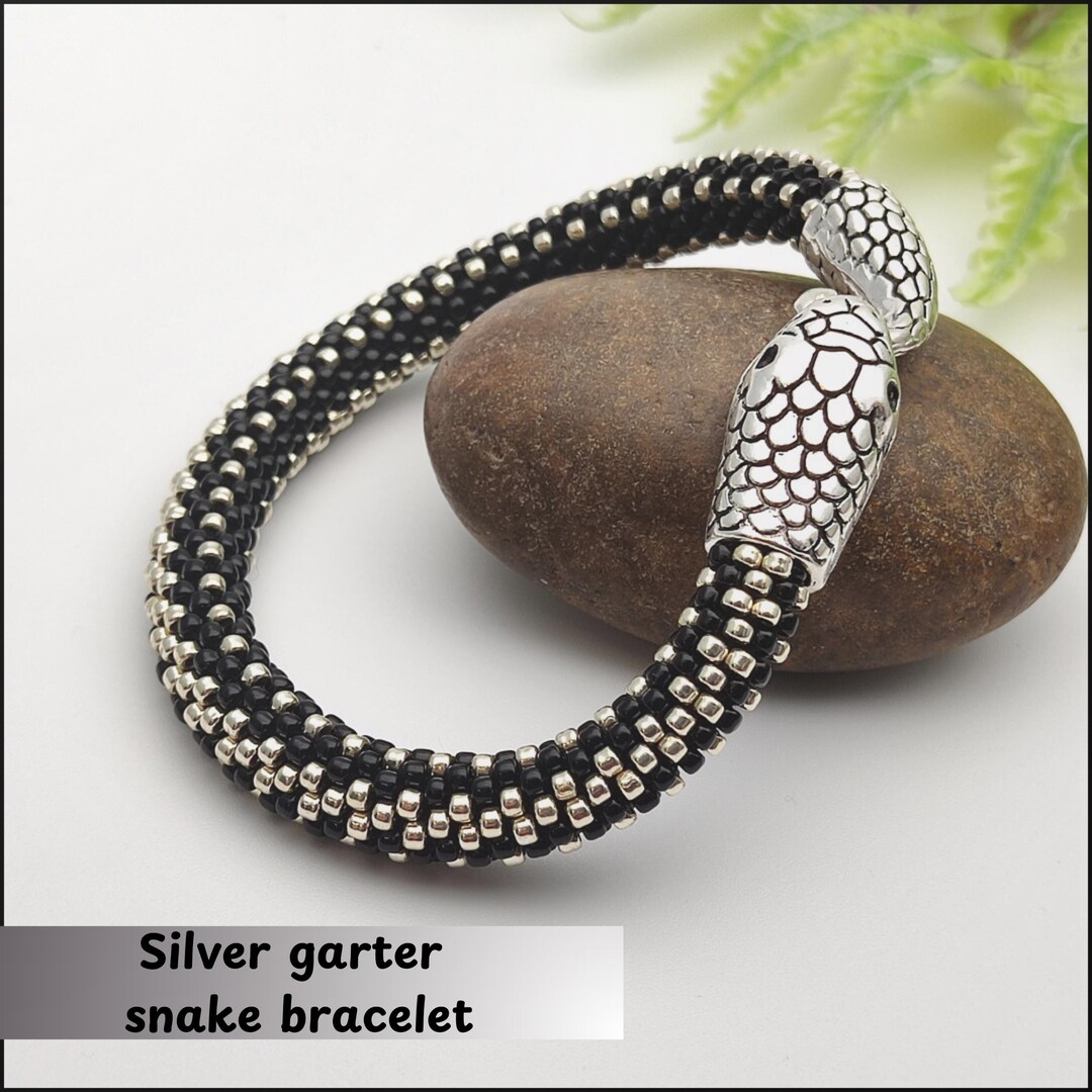 Silver Garter Snake Bracelet for Men - Serpent Jewelry With Symbolism ...