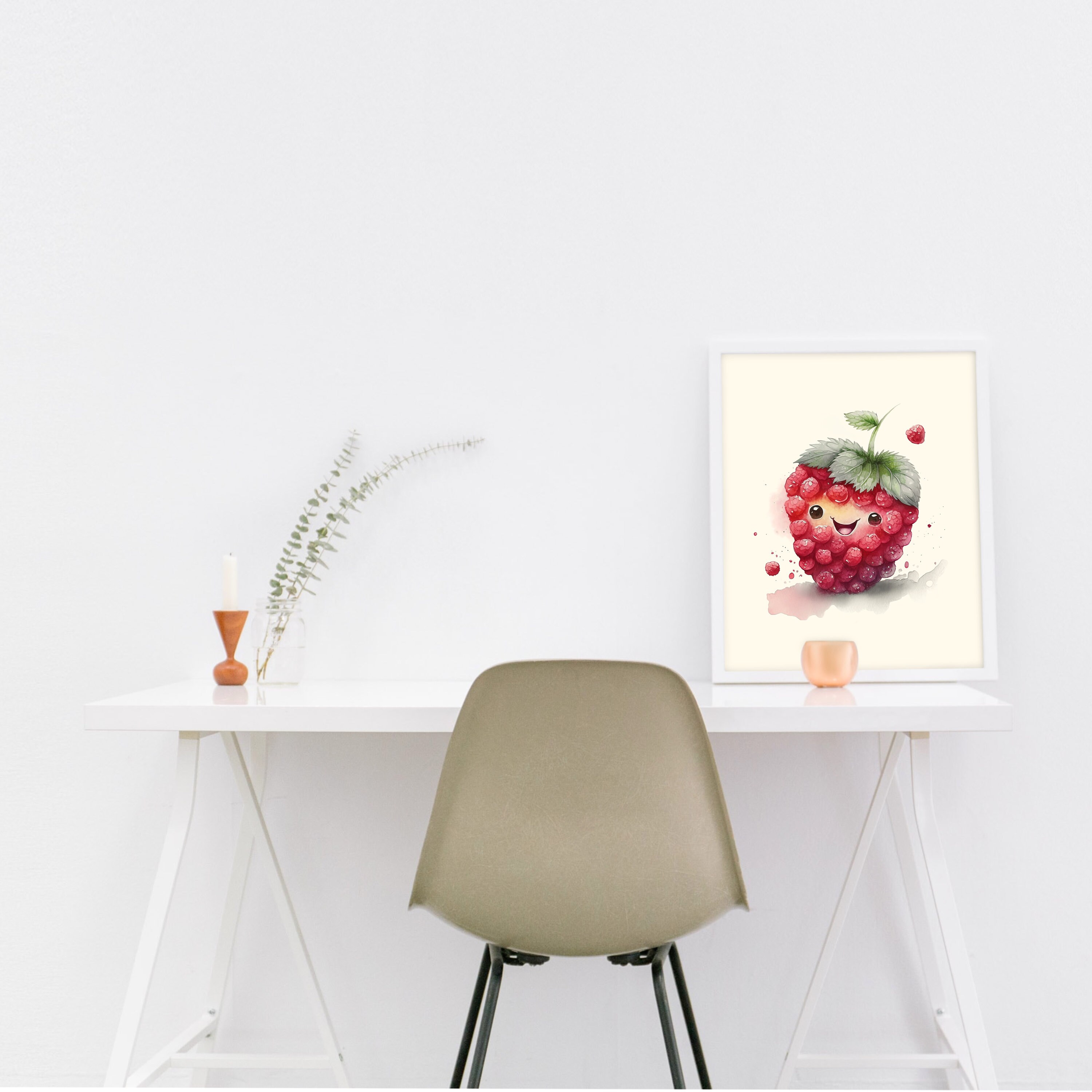 Cute Raspberry Watercolor Print for Kids Fruit Wall Art Nursery Kids ...