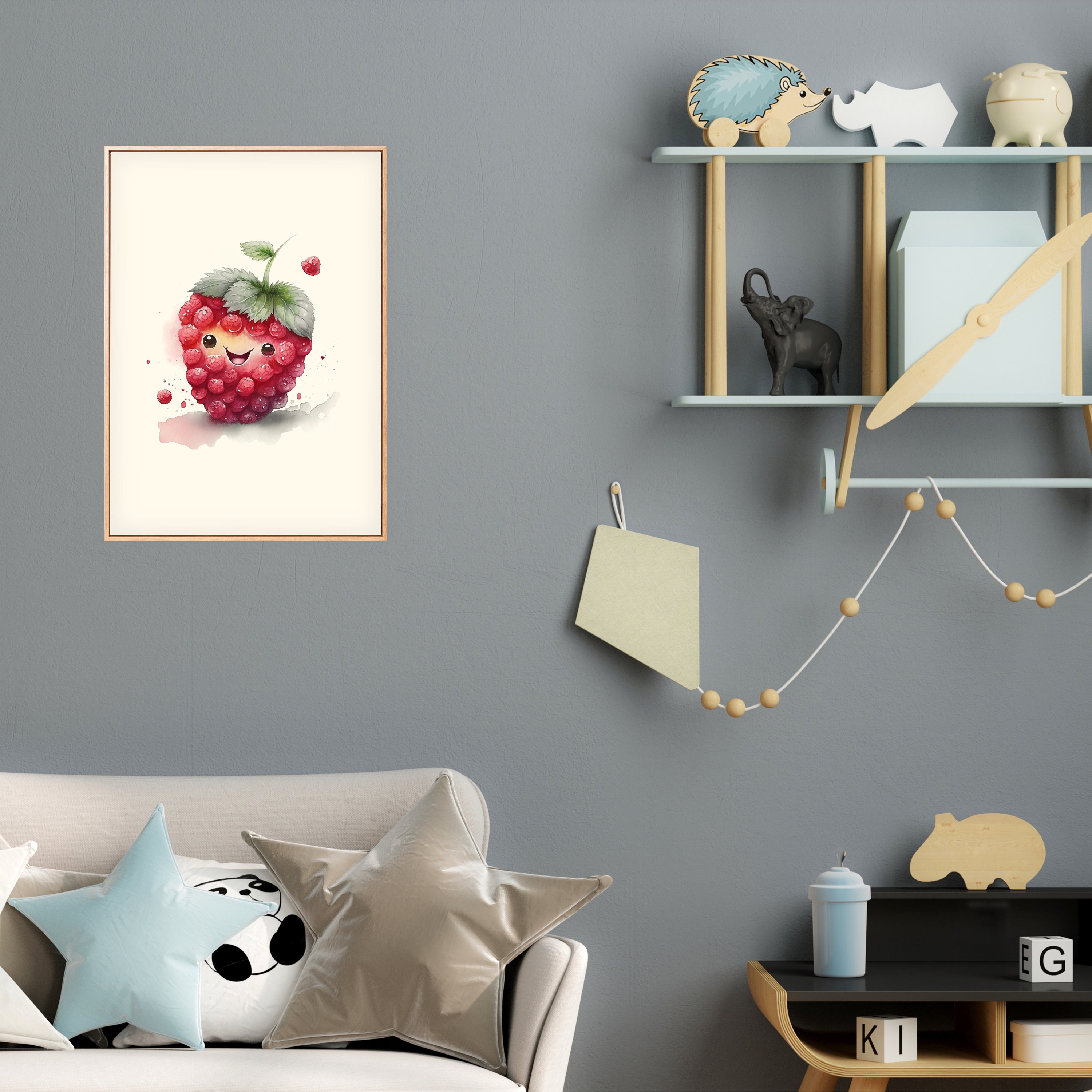 Cute Raspberry Watercolor Print for Kids Fruit Wall Art Nursery Kids ...