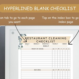 Kindle Scribe Restaurant Checklist Digital Restaurant Cleaning Template ...