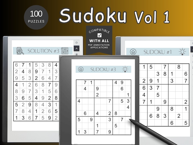 Digital Sudoku Puzzle Games Bundle Sudoku Digital Templates Brain ...