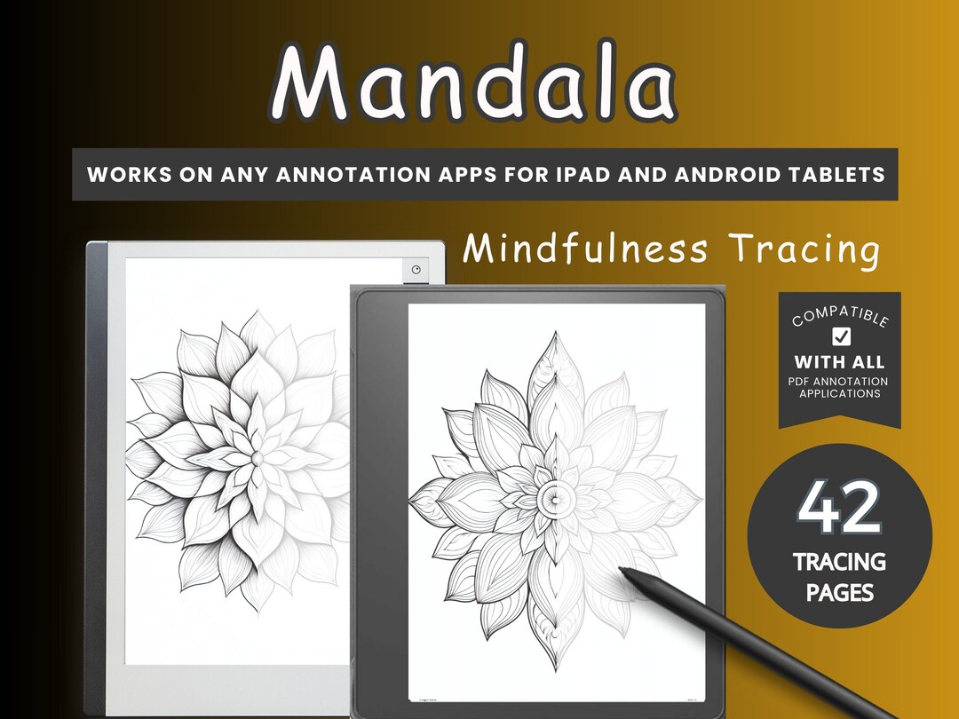Digital Tracing Book Mindfulness Coloring Mandala Tracing Book Stress ...