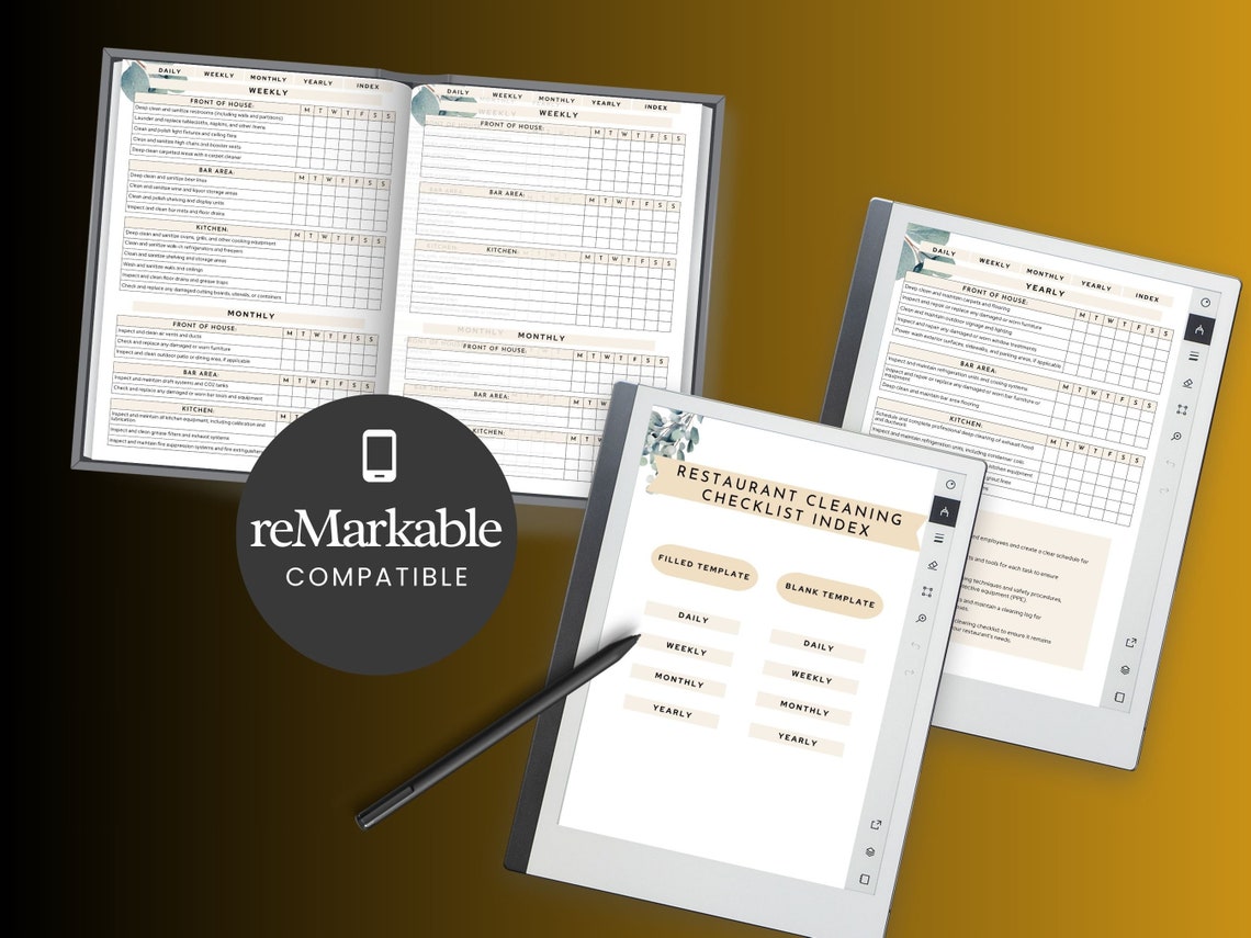 Kindle Scribe Restaurant Checklist Digital Restaurant Cleaning Template ...