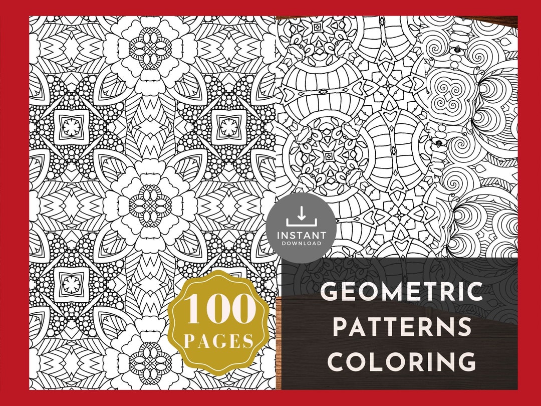 100 Pages Mindfulness Coloring Bundle for Adults, Geometric Adult ...