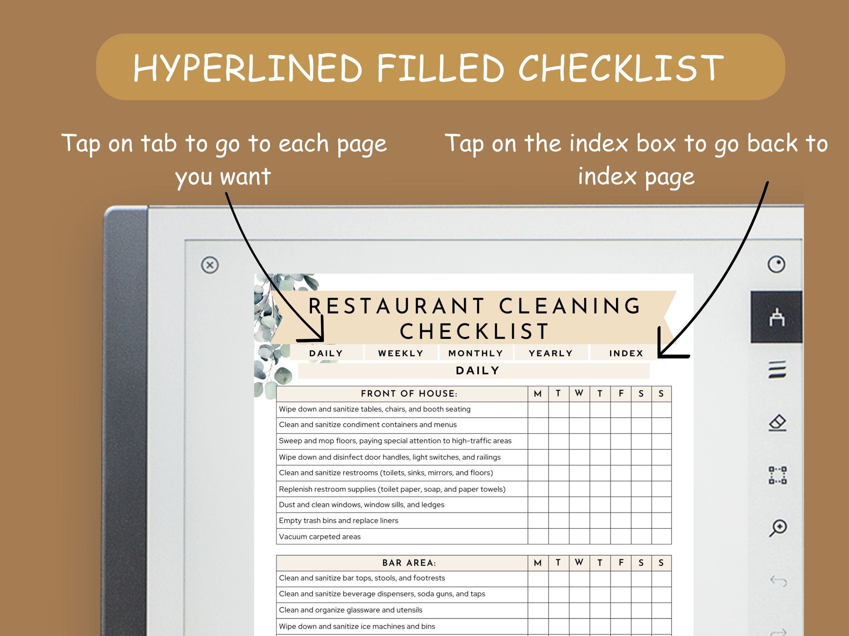 Kindle Scribe Restaurant Checklist Digital Restaurant Cleaning Template ...