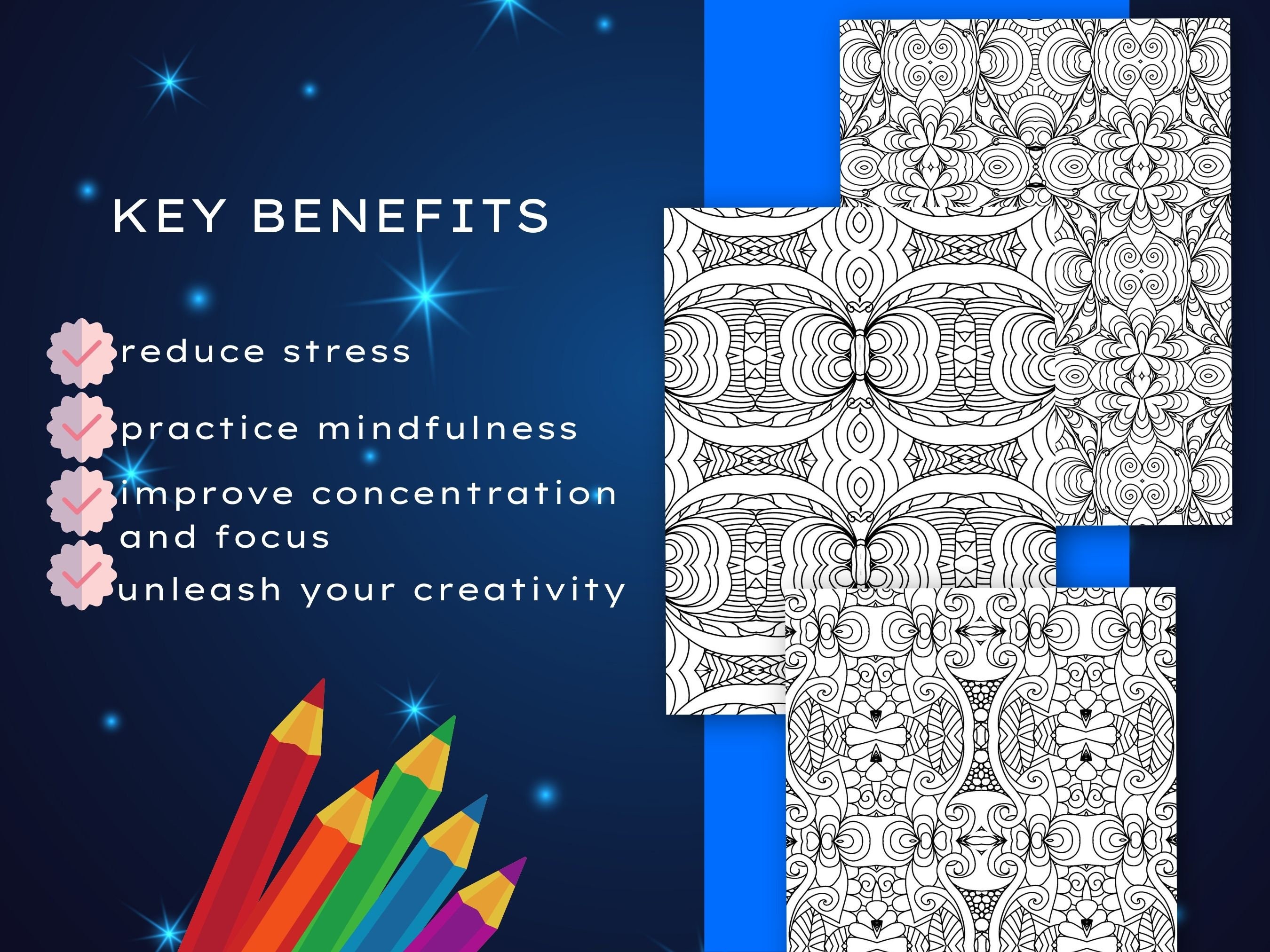 100 Pages Mindfulness Coloring Bundle for Adults, Geometric Adult ...