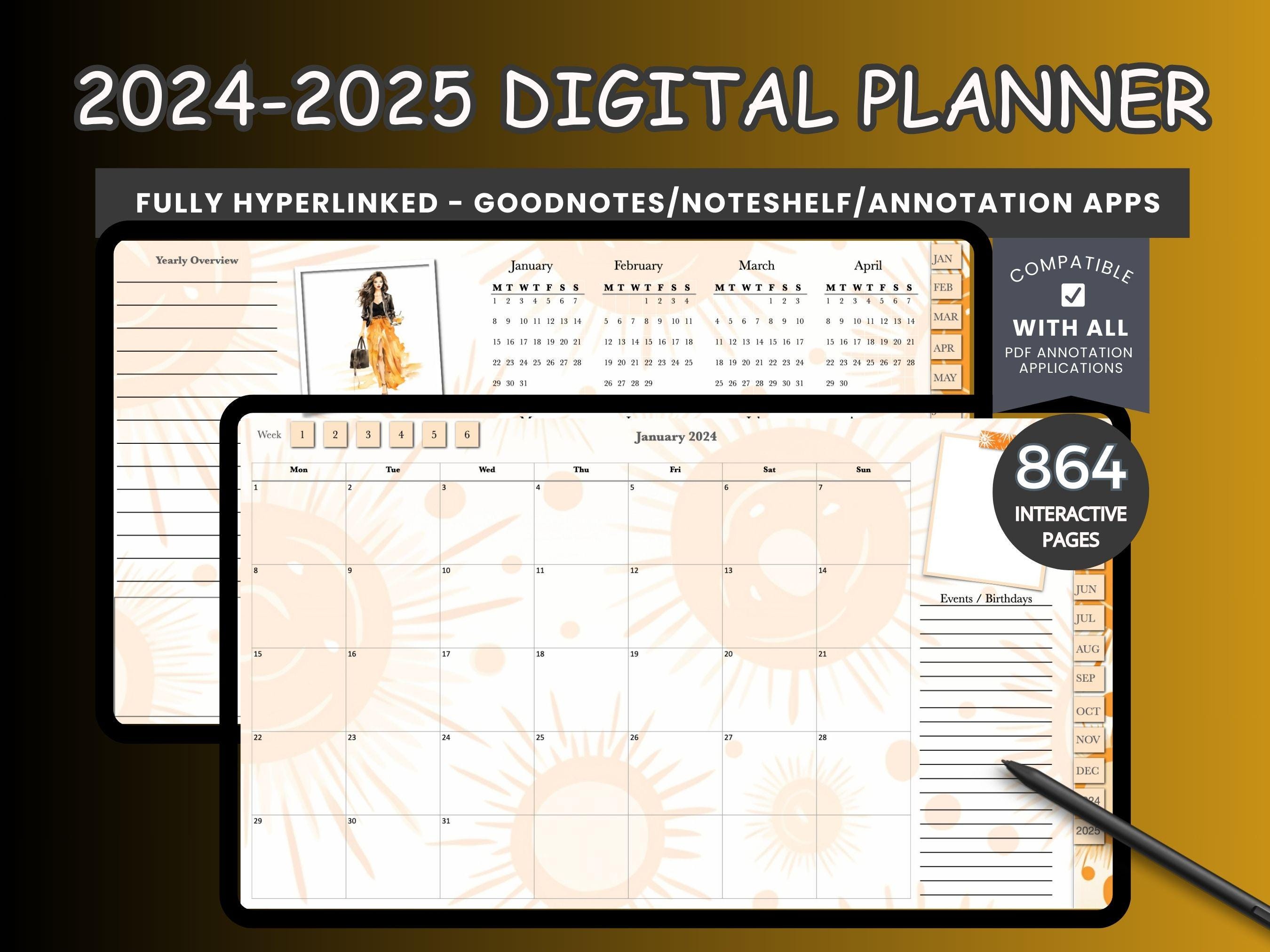 Goodnotes Planner 2024-2025 Landscape Monday Start Digital Template ...