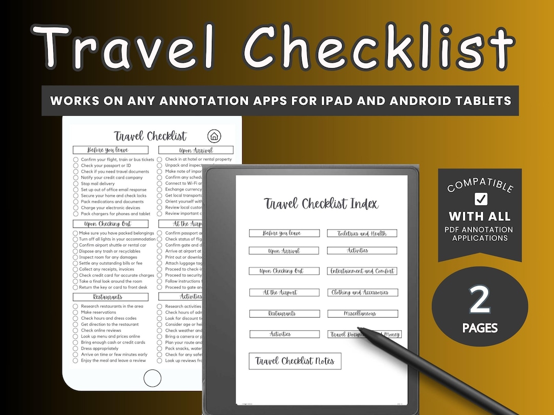 Digital Templates Travel Checklist Stress Free Travel Planning Made ...