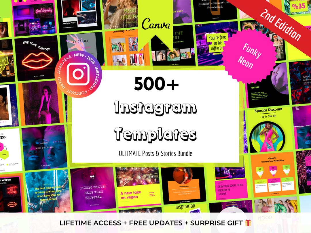 500+ Colorful, Retro, Funky Instagram Templates - Funky Neon 2nd ...