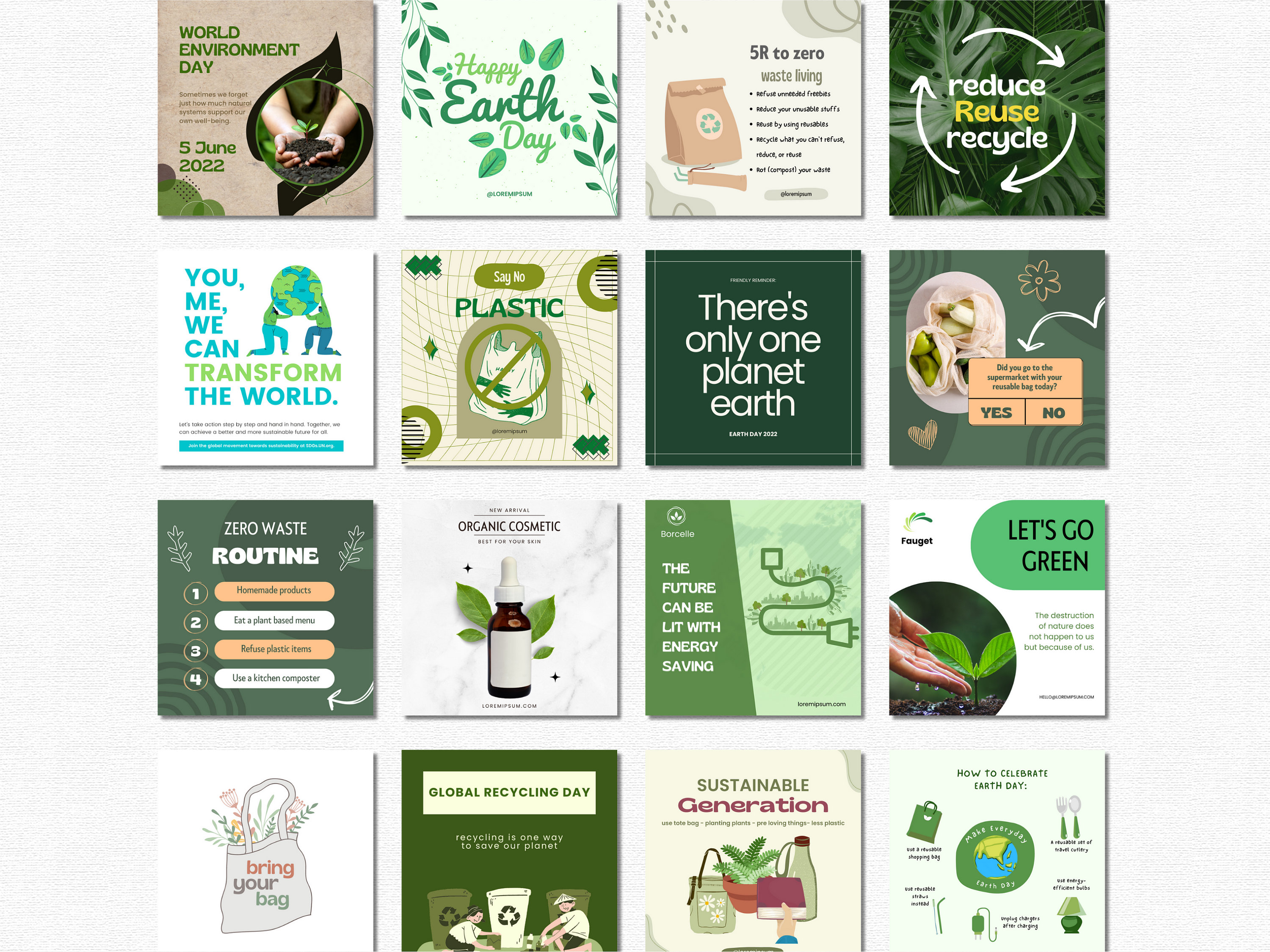230 Sustainability Instagram Canva Templates Environmental Awareness ...