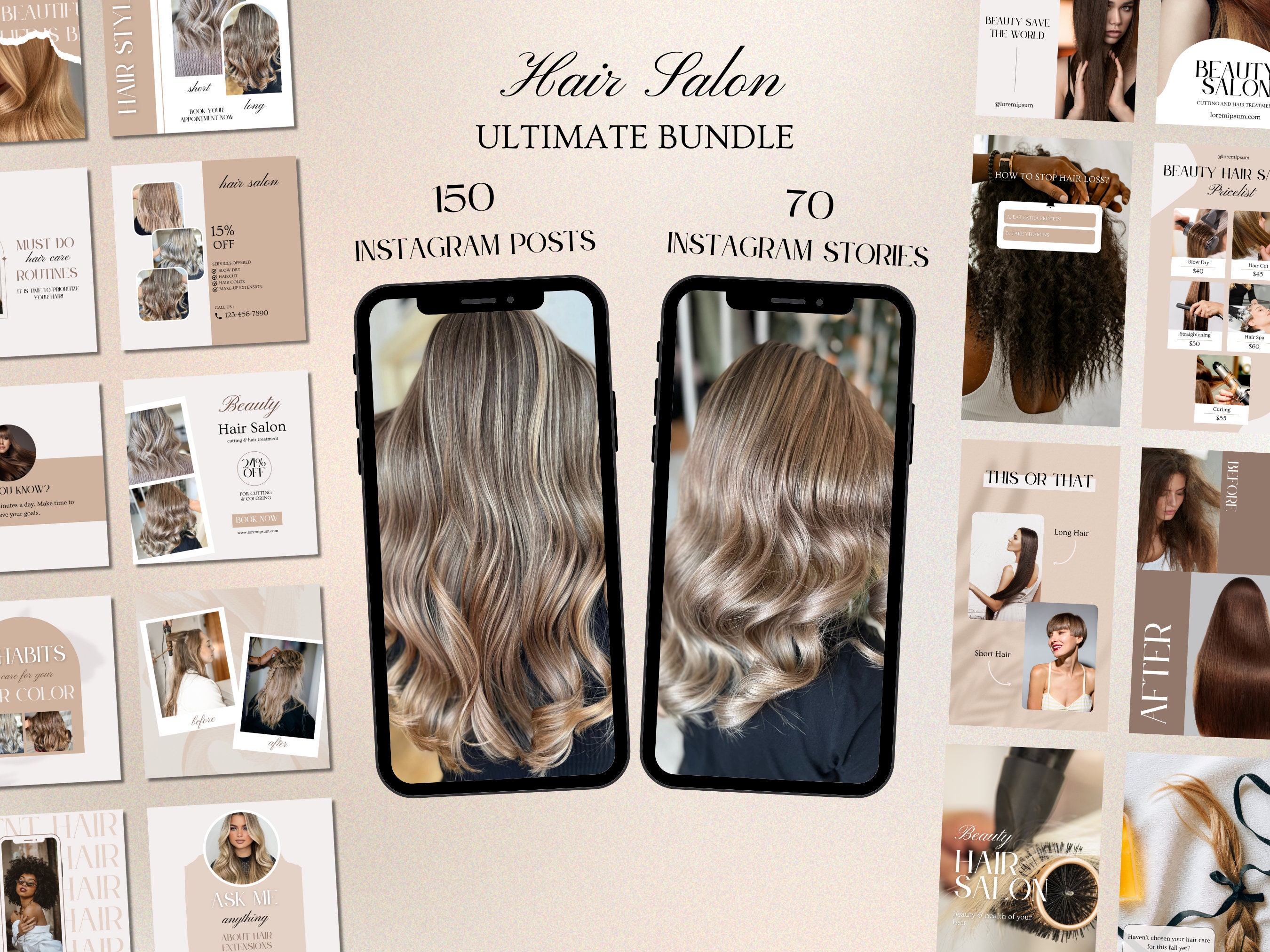 220 Hair Salon Instagram Post and Stories Canva Templates hair Stylist ...