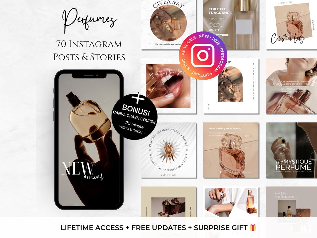 70 Perfumes Instagram Canva Templates - Perfume Social Media Posts ...