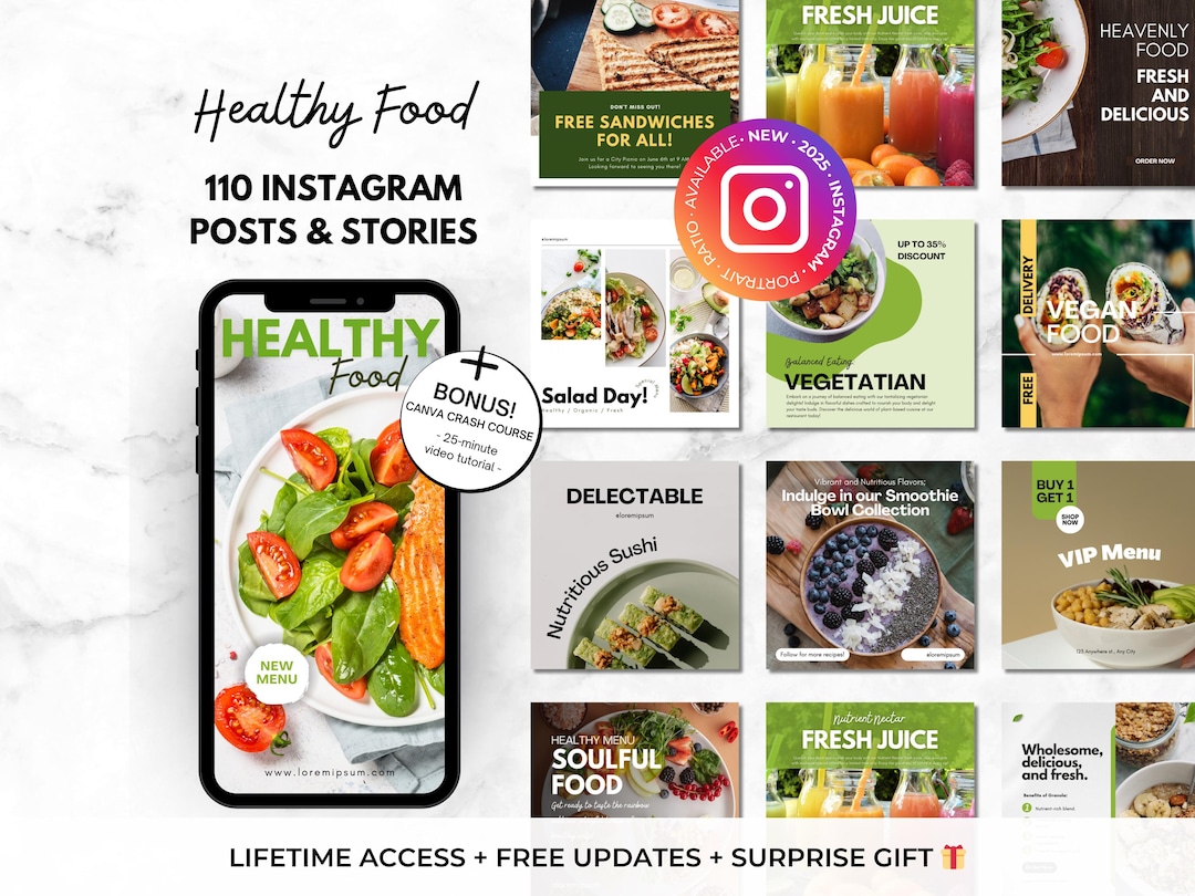 110 Healthy Food Restaurant Instagram Canva Templates - Health ...