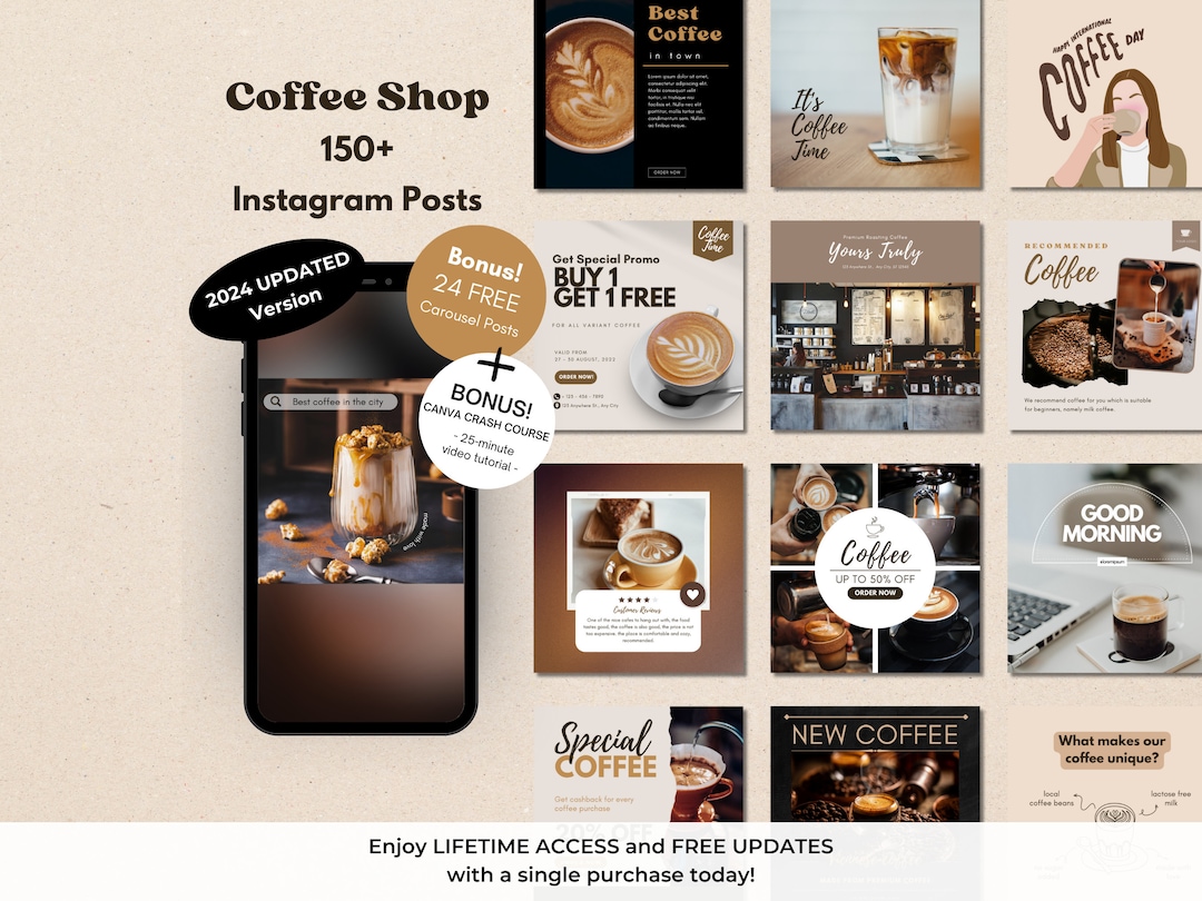 150 Coffee Shop Instagram Post Canva Templates Coffee House Social ...