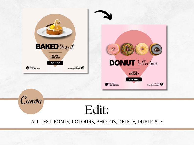 60 Cake Shop Instagram Canva Templates Cake Decorator Social - Etsy