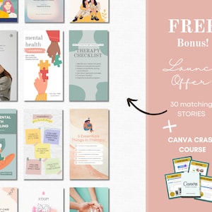 470 Mental Health Instagram Canva Templates -psychotherapy -wellness ...