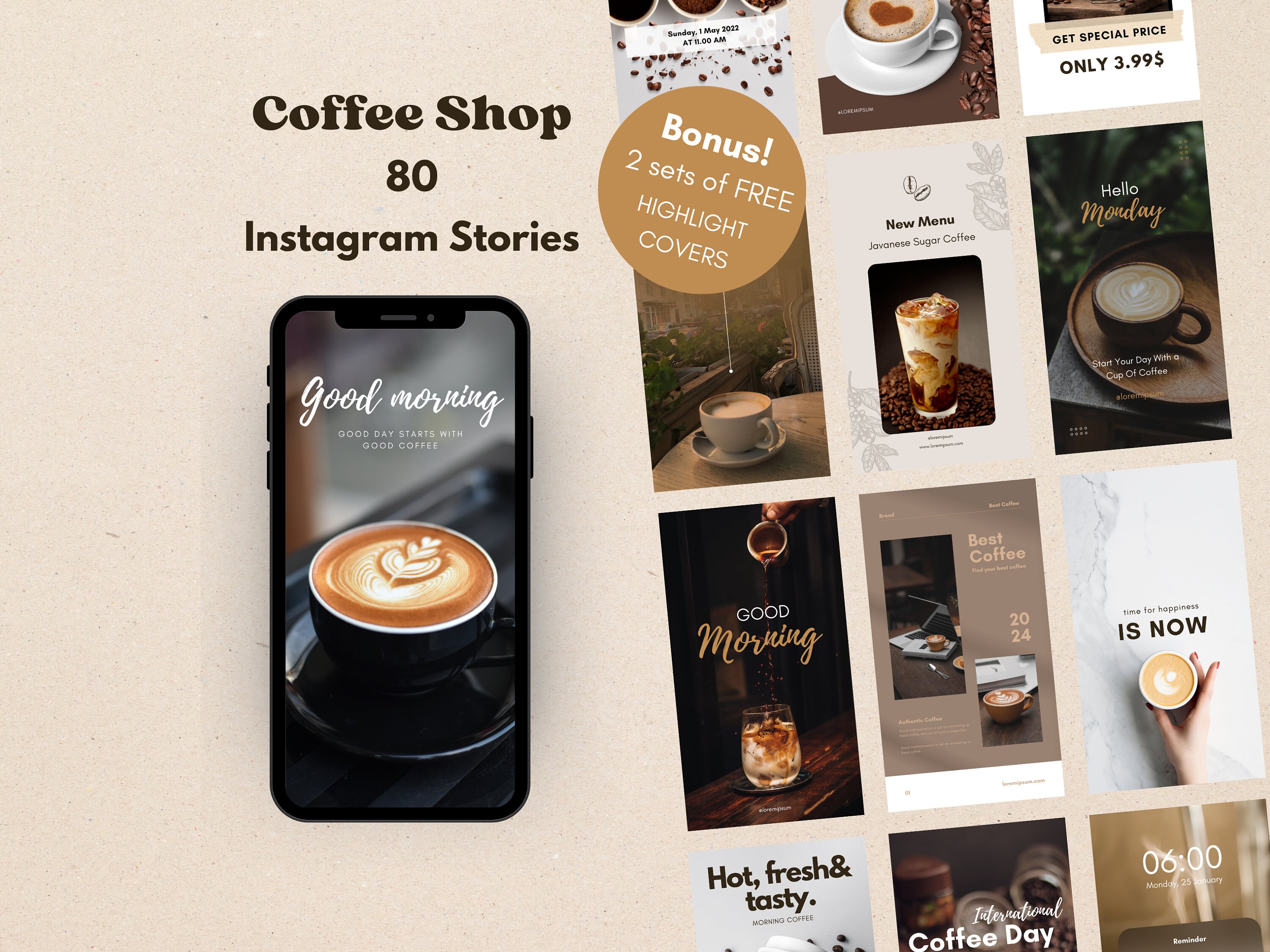 80 Coffee Shop Instagram Stories Canva Templates Coffee House Social ...