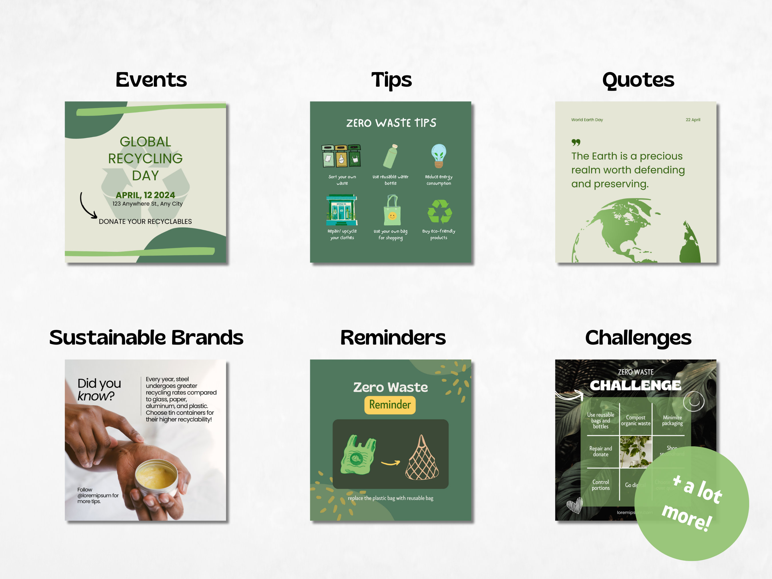 230 Sustainability Instagram Canva Templates - Environmental Awareness ...