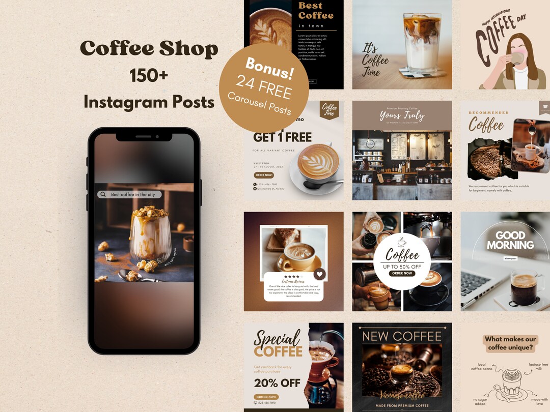 150 Coffee Shop Instagram Post Canva Templates Coffee House Social ...