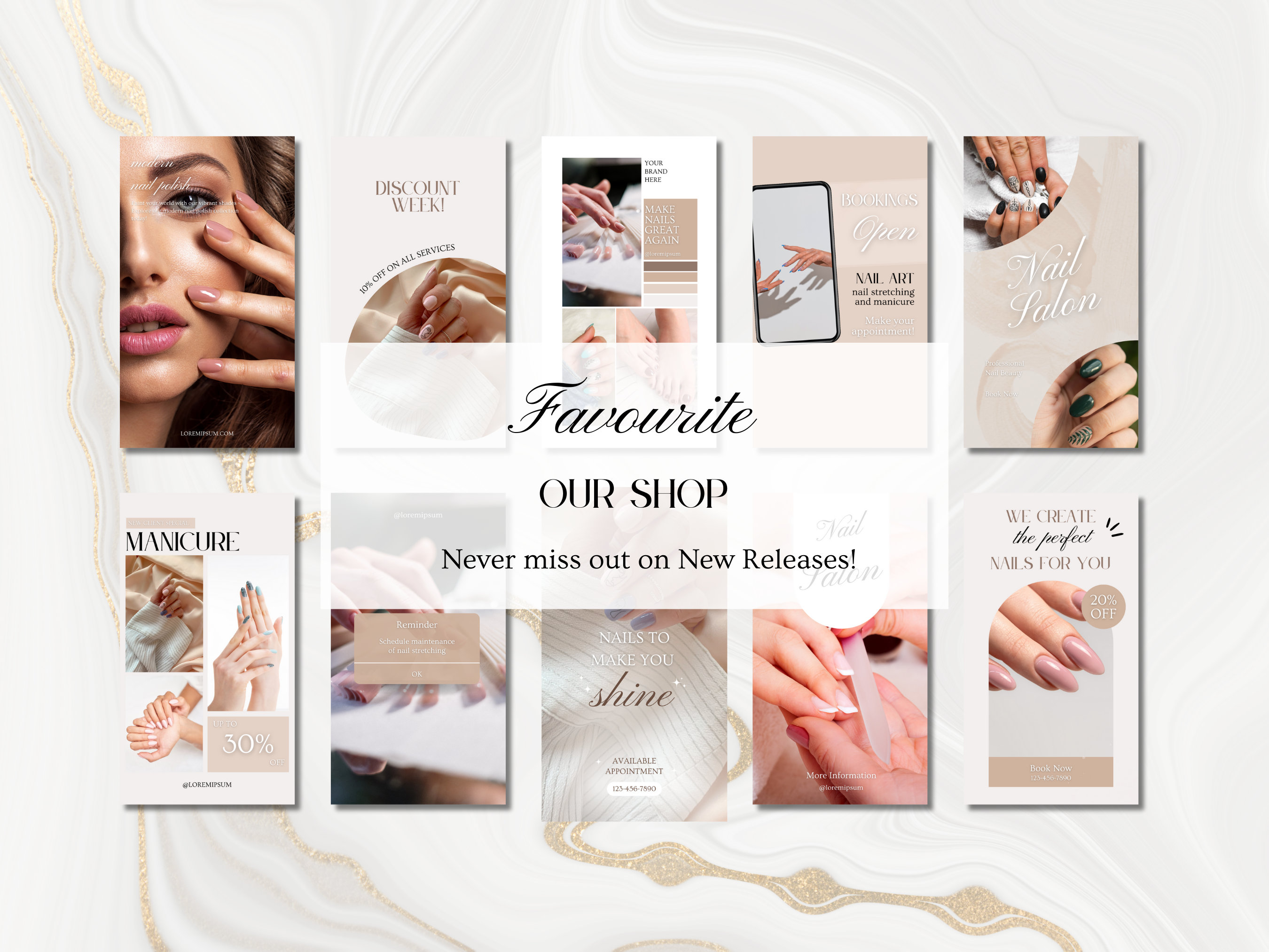 170 Nail Salon Instagram Post and Stories -nails Instagram Canva ...