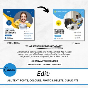 60+ Cleaning Business Instagram Canva Templates - Professional Cleaner ...