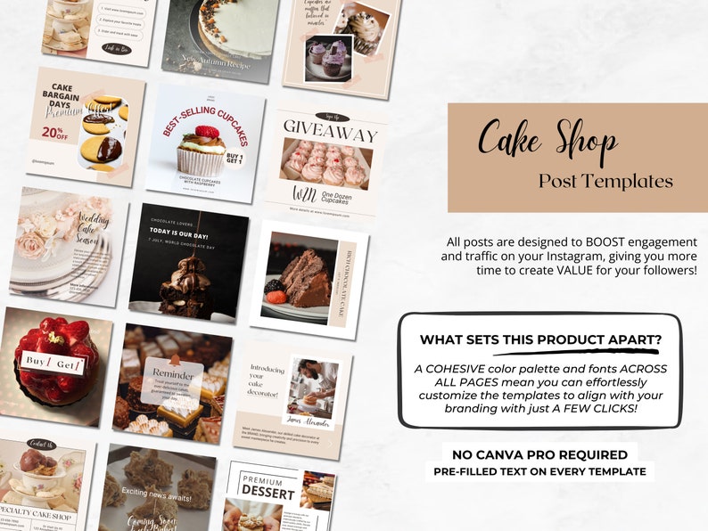 60 Cake Shop Instagram Canva Templates - Cake Decorator Social Media ...