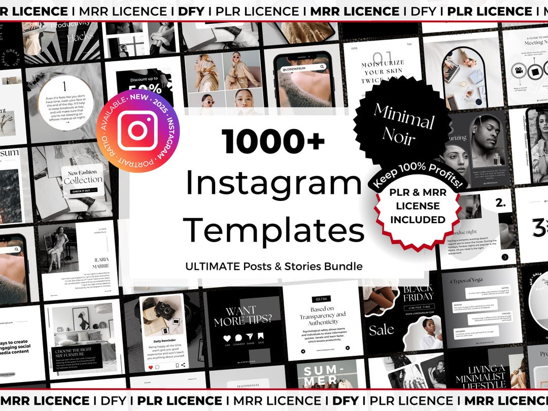 PLR MRR 1000+ Instagram Templates Resell Vault, Aesthetic Faceless ...