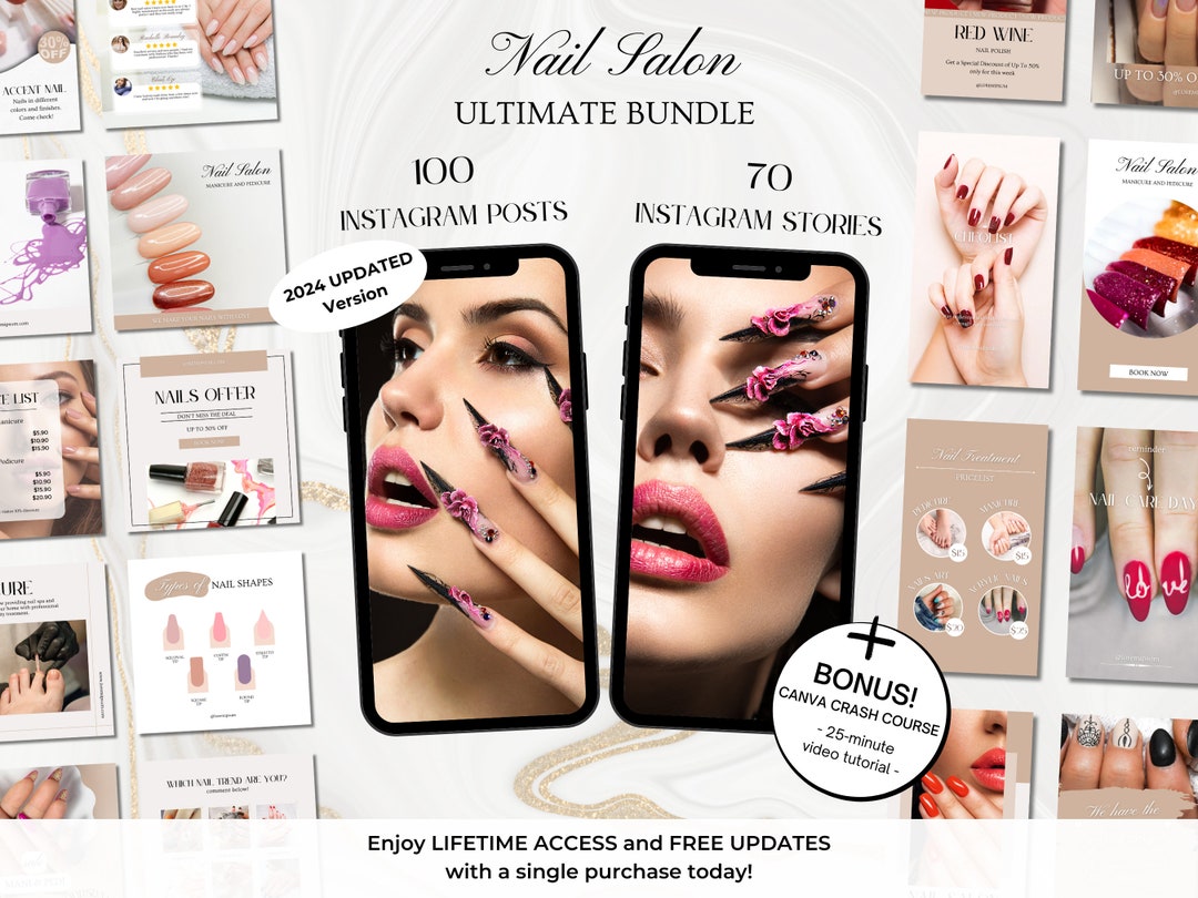 170 Nail Salon Instagram Post and Stories nails Instagram Canva ...