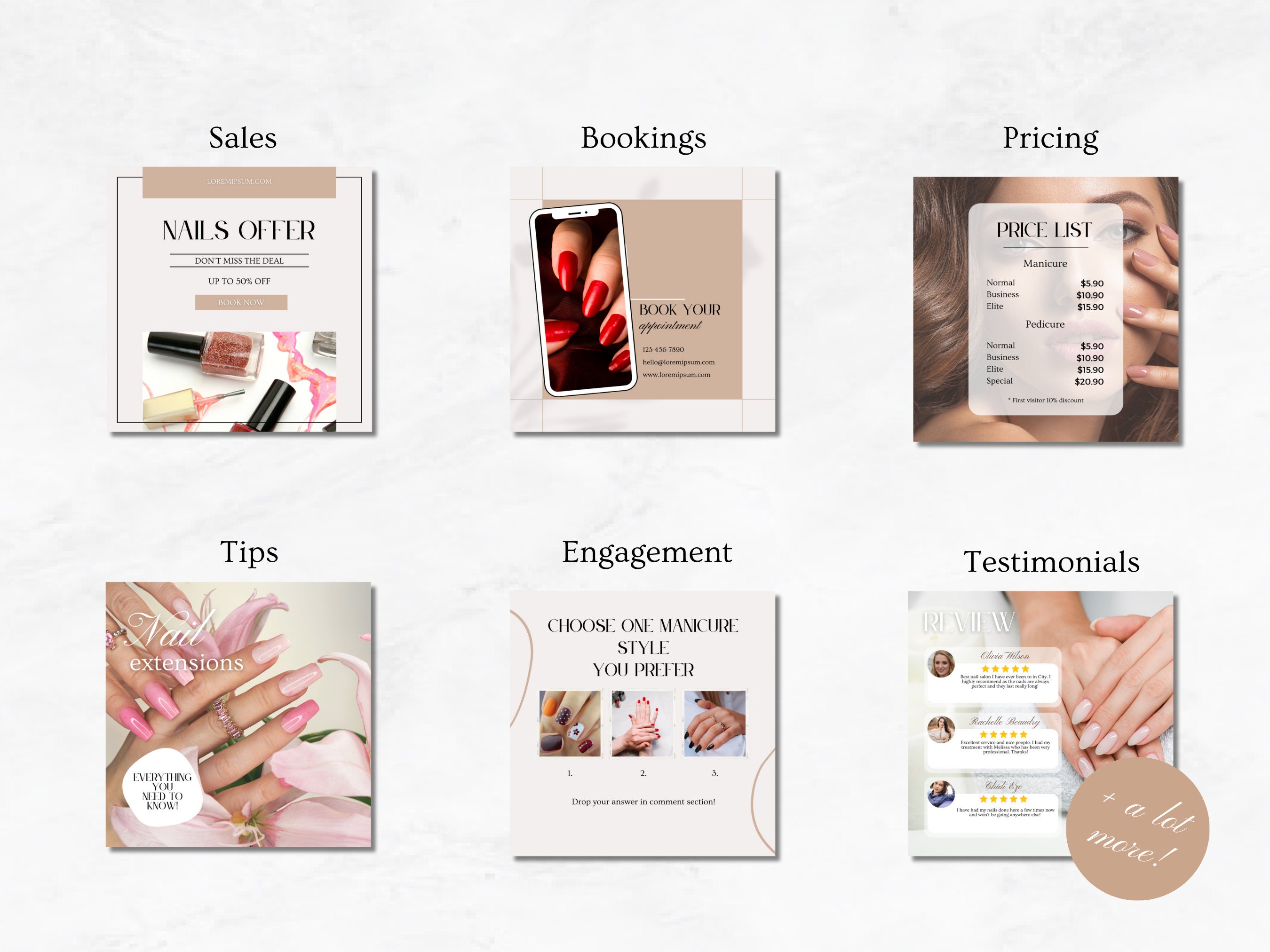 170 Nail Salon Instagram Post and Stories Canva Templates nail Tech ...