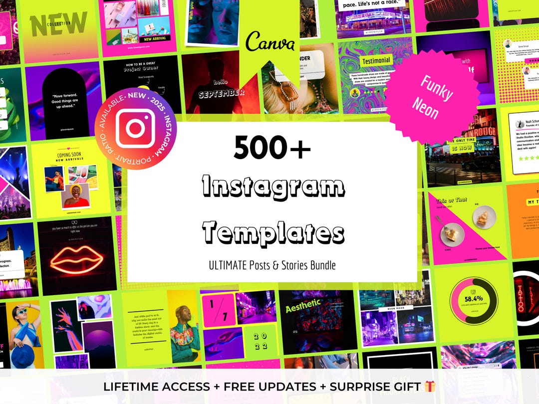 500+ Colorful, Retro, Funky Instagram Templates - Funky Neon 1st ...