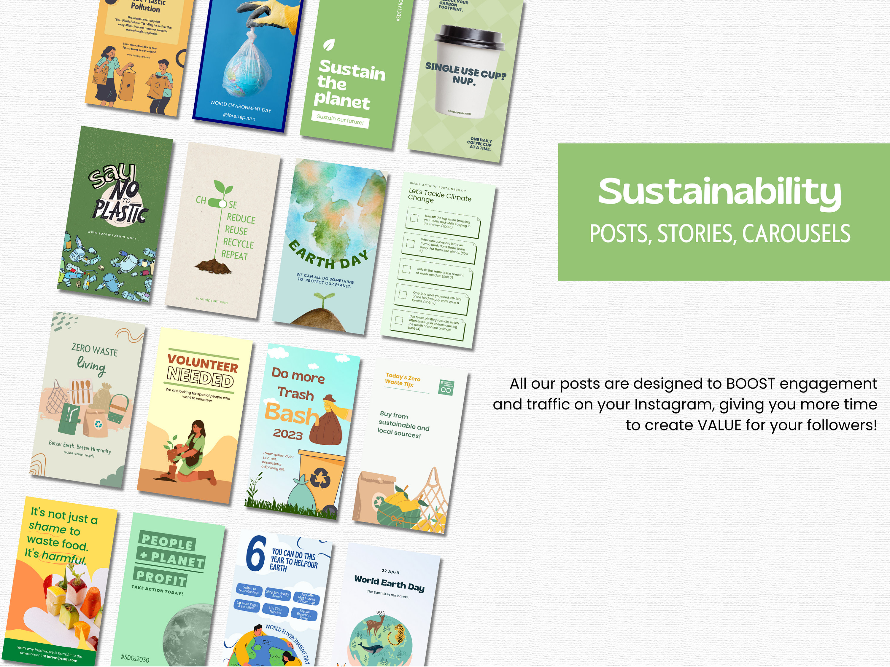 230 Sustainability Instagram Canva Templates Environmental Awareness ...