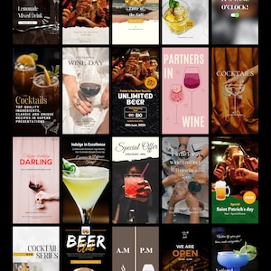 100+ Bar, Pub Instagram Canva Templates - Cocktail Bar Editable Post ...