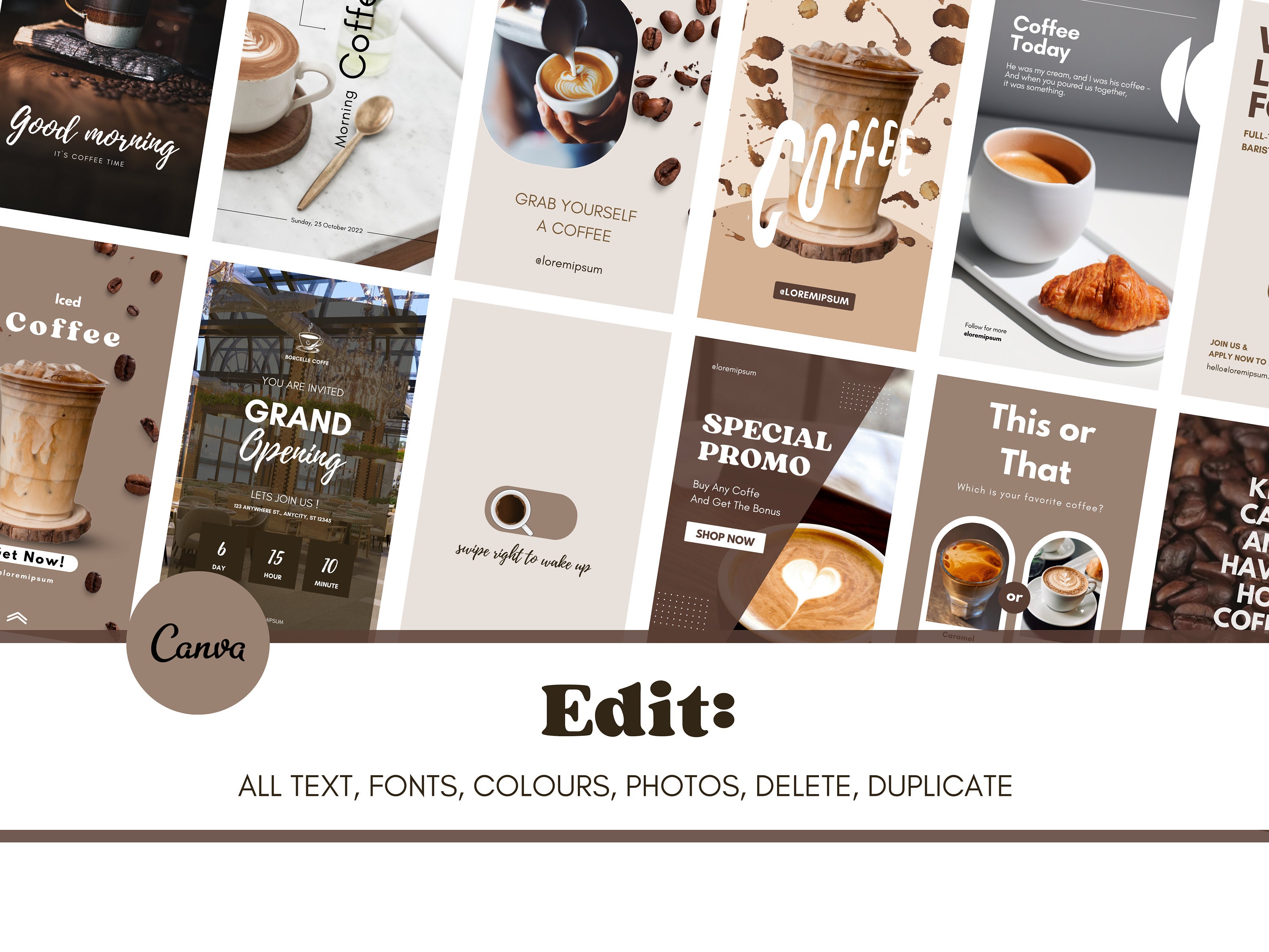 80 Coffee Shop Instagram Stories Canva Templates Coffee House Social ...