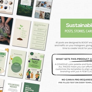 230 Sustainability Instagram Canva Templates - Environmental Awareness ...