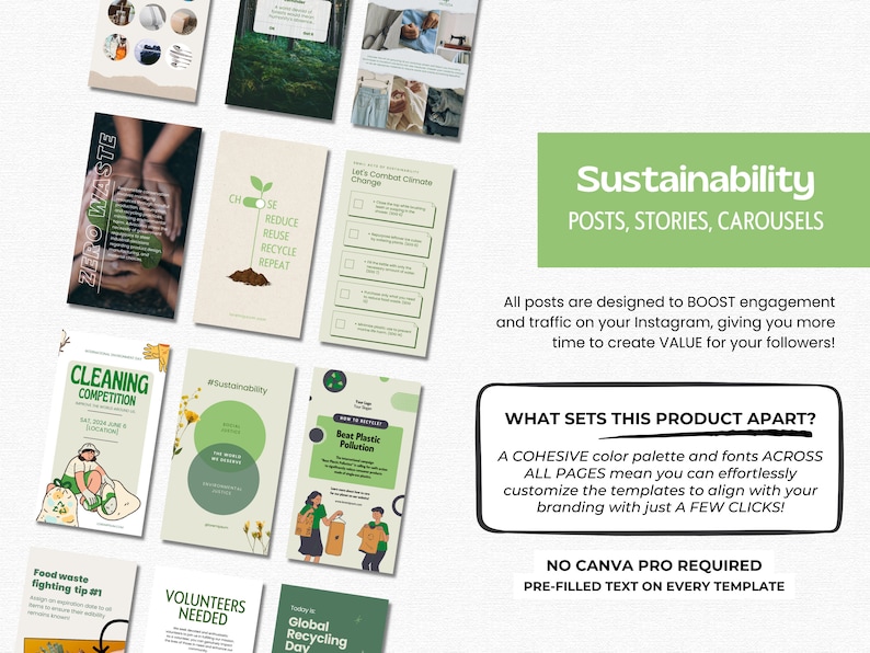 230 Sustainability Instagram Canva Templates - Environmental Awareness ...