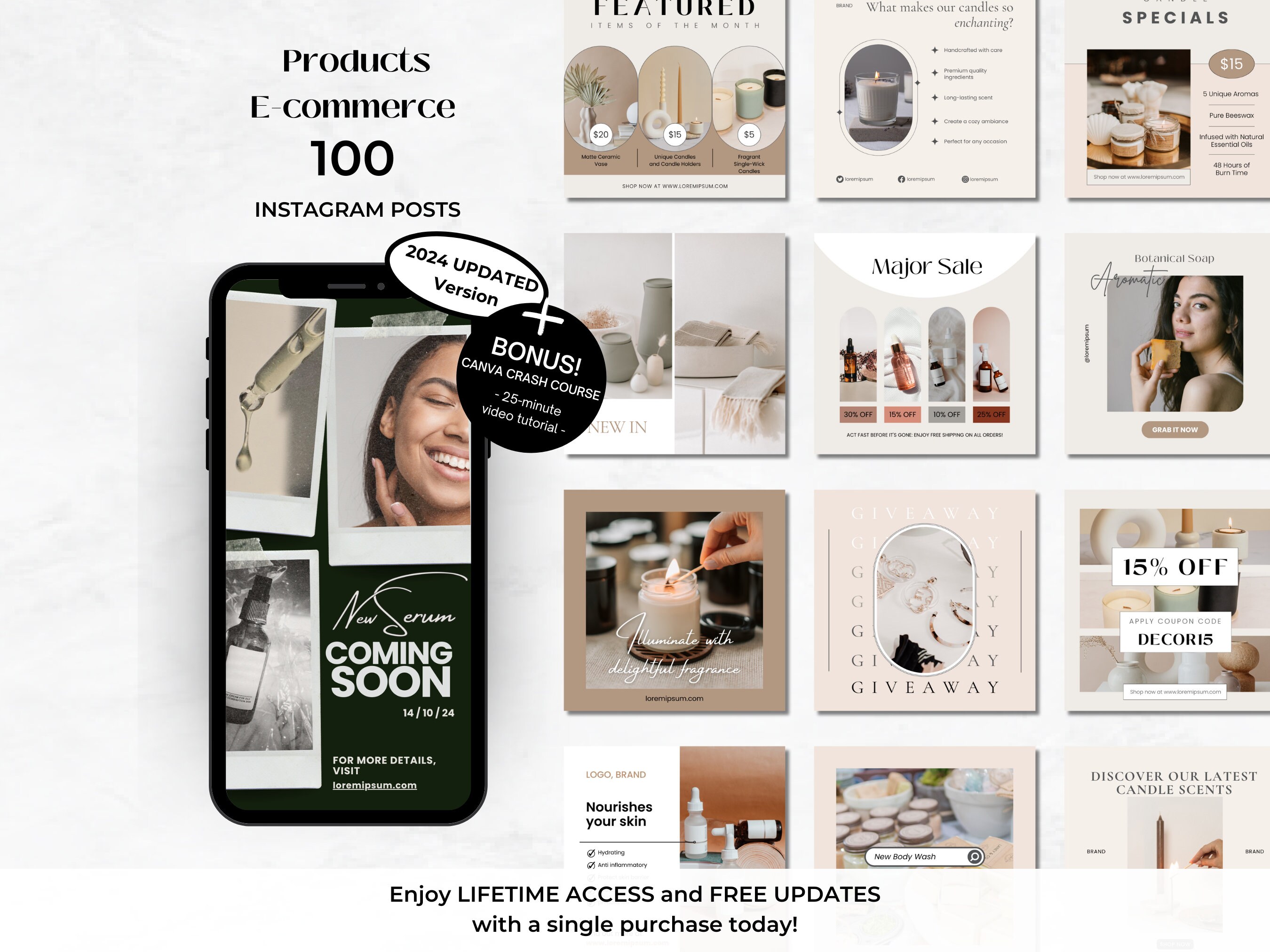 100 Product Ecommerce Instagram Post Canva Templates Soap, Candles ...